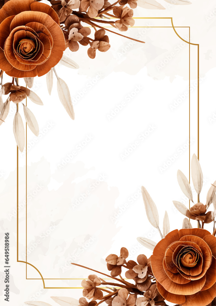 Brown beige and white vector realistic golden luxury invitation with ...