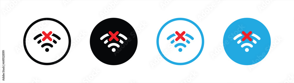 wireless and wifi icon set. connection problem, internet error icon ...
