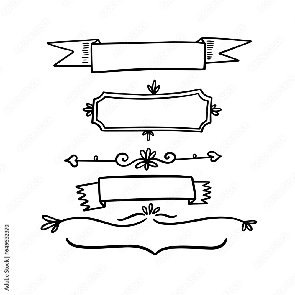 Hand drawn boarder and frames set. Black and white color calligraphy ...