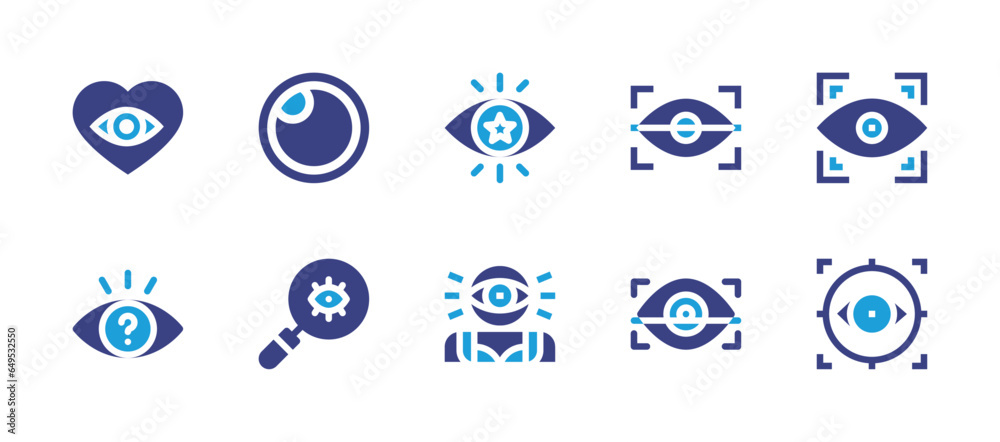 Eye icon set. Duotone color. Vector illustration. Containing heart, eye ...