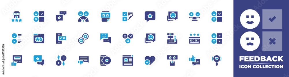 Feedback icon collection. Duotone color. Vector and transparent illustration. Containing ...
