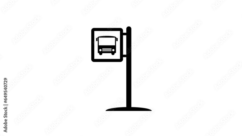 Bus stop icon, Bus station symbol animation trendy flat style design ...