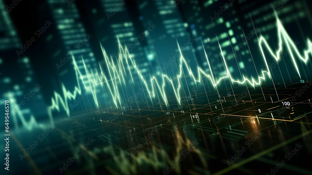 Perspective view on infographic chart with digital graphs, diagram and ...
