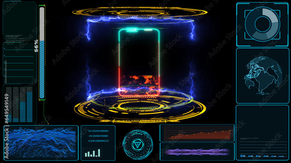 Solid state powerful battery in digital monitor laboratory and loop ...