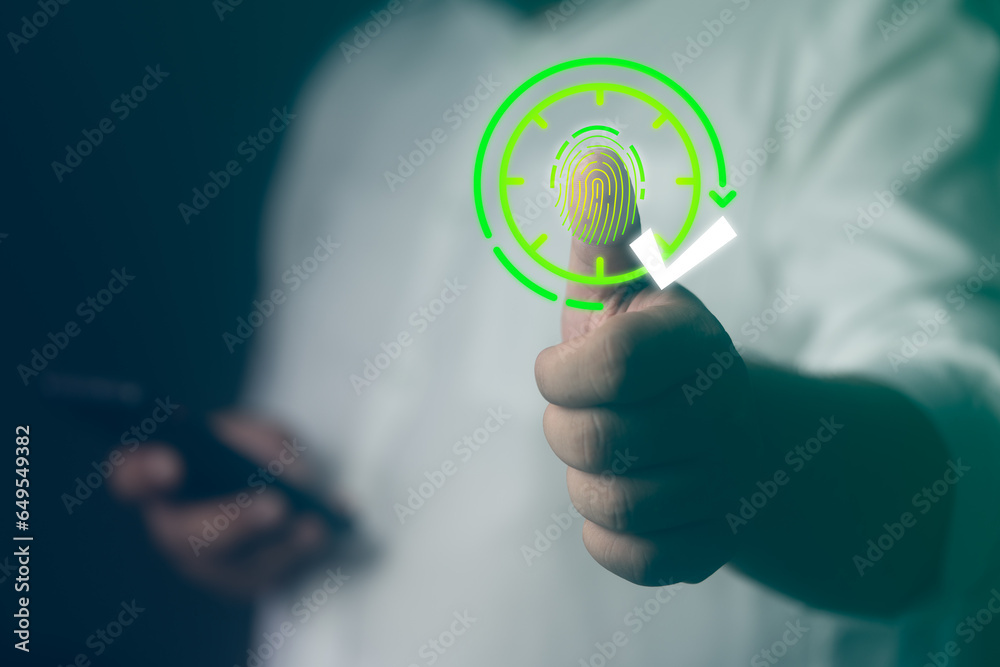 Fingerprint scan icon on visualizer screen while finger scanning for ...