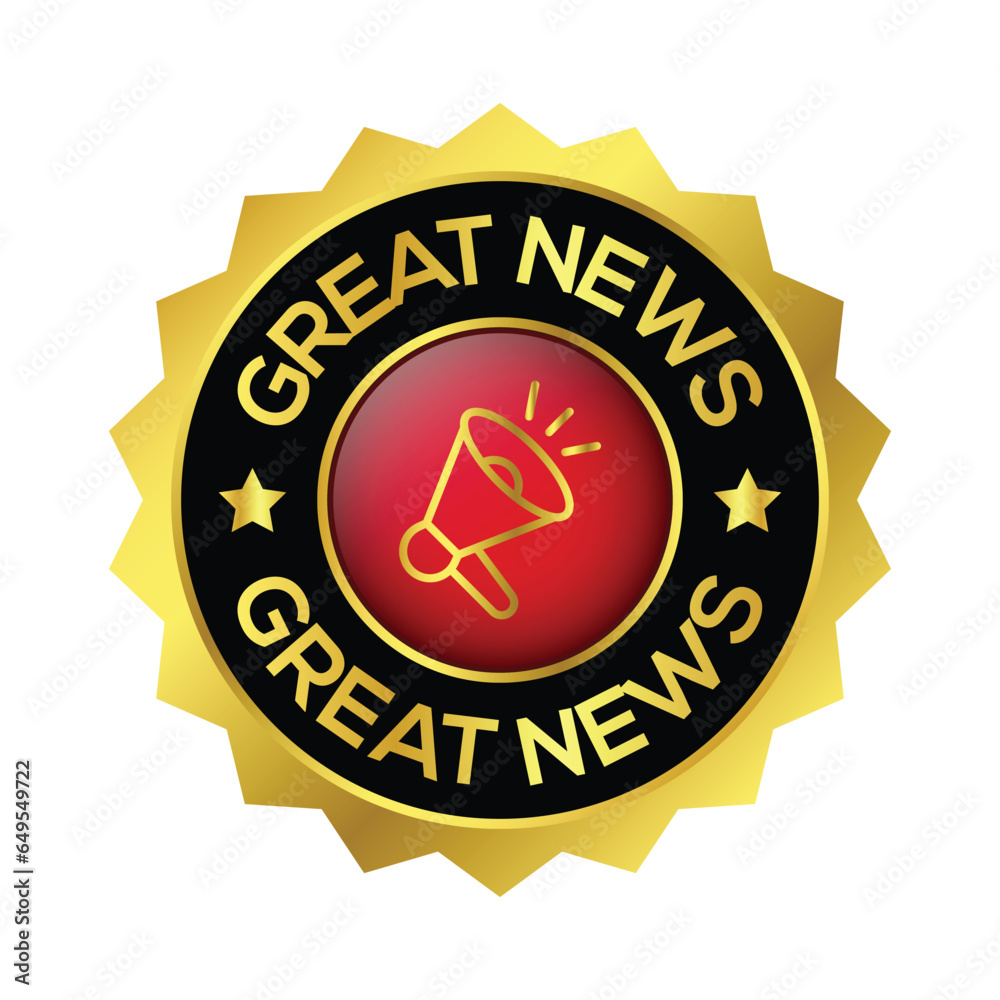 Great News Badge, Rubber Stamp, Banner, Tag, Emblem, Good News Label ...