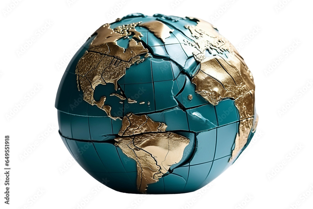 shattered globe, transparent background, isolated image, generative AI ...