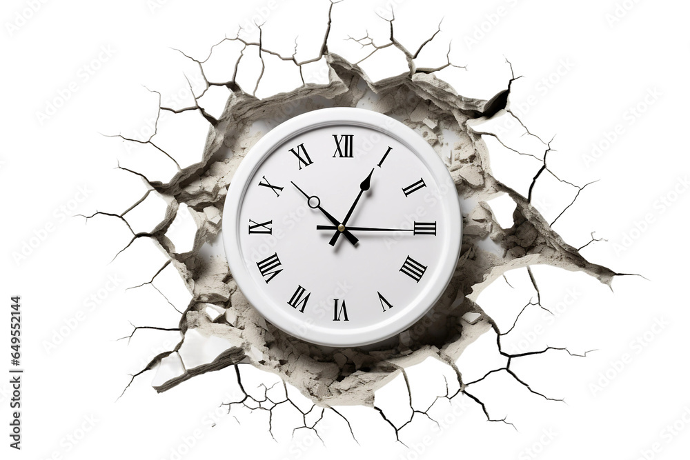 broken wall clock, transparent background, isolated image, generative ...