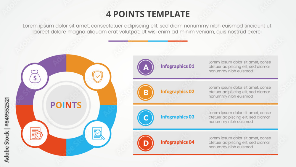 4 points stage template infographic concept for slide presentation with ...