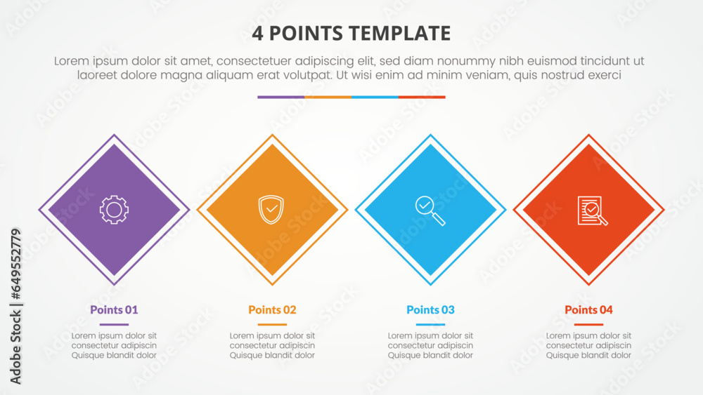 4 points stage template infographic concept for slide presentation with ...