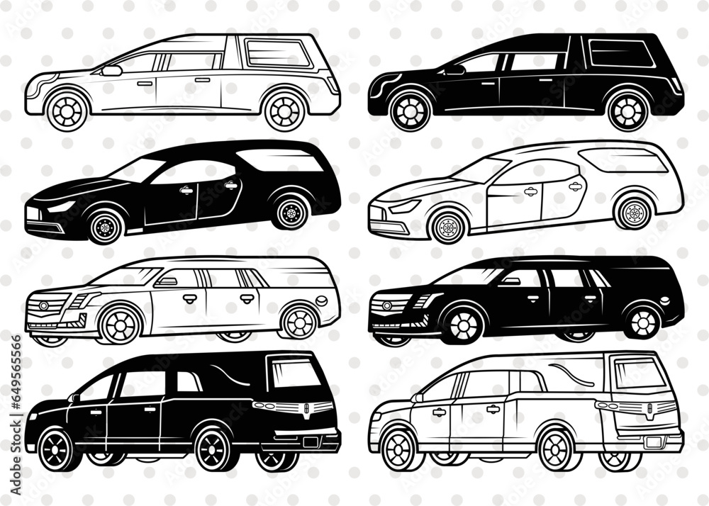 Hearses Silhouette, Haunted Hearse Car Svg, Hearses Svg, Vehicles ...