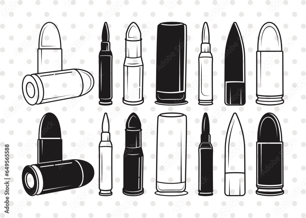 Bullet Silhouette, Gun Bullet Svg, Ammo Svg, Munition Svg, Bullets Sign ...