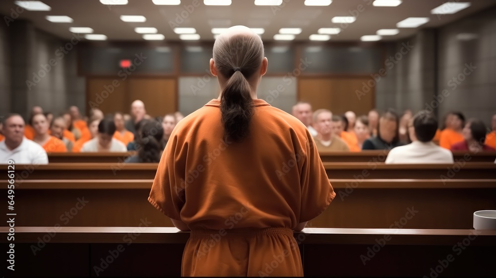 Convict in an orange suit speaks in the courtroom, Guilty arrested ...