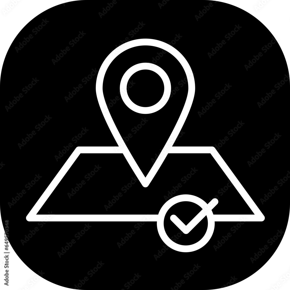 Approval location approval icon with black filled line outline ...