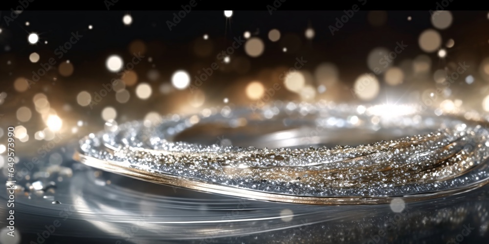 Silver glitter background with bokeh defocused lights and sparkles. Glittering lights background ...
