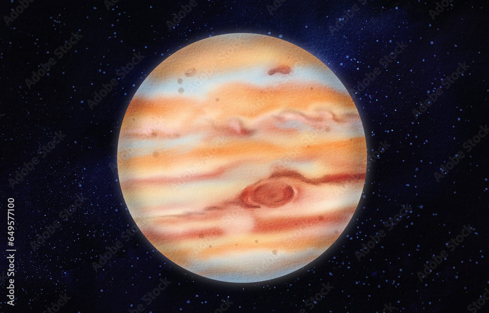 Jupiter - the fifth planet in the solar system. Nighttime starry sky ...