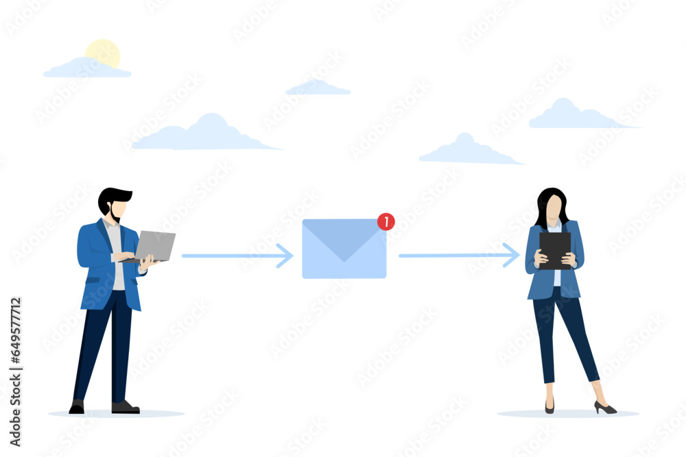 concept of businessman working online and business email marketing ...