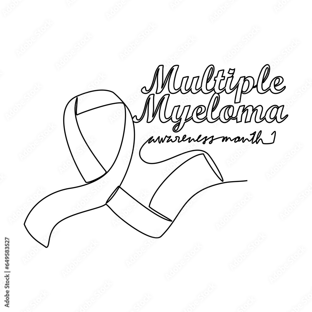 One continuous line drawing of multiple myeloma awareness month with ...