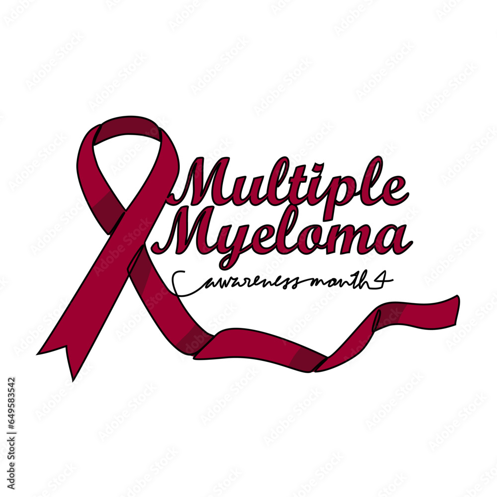 One continuous line drawing of multiple myeloma awareness month with ...