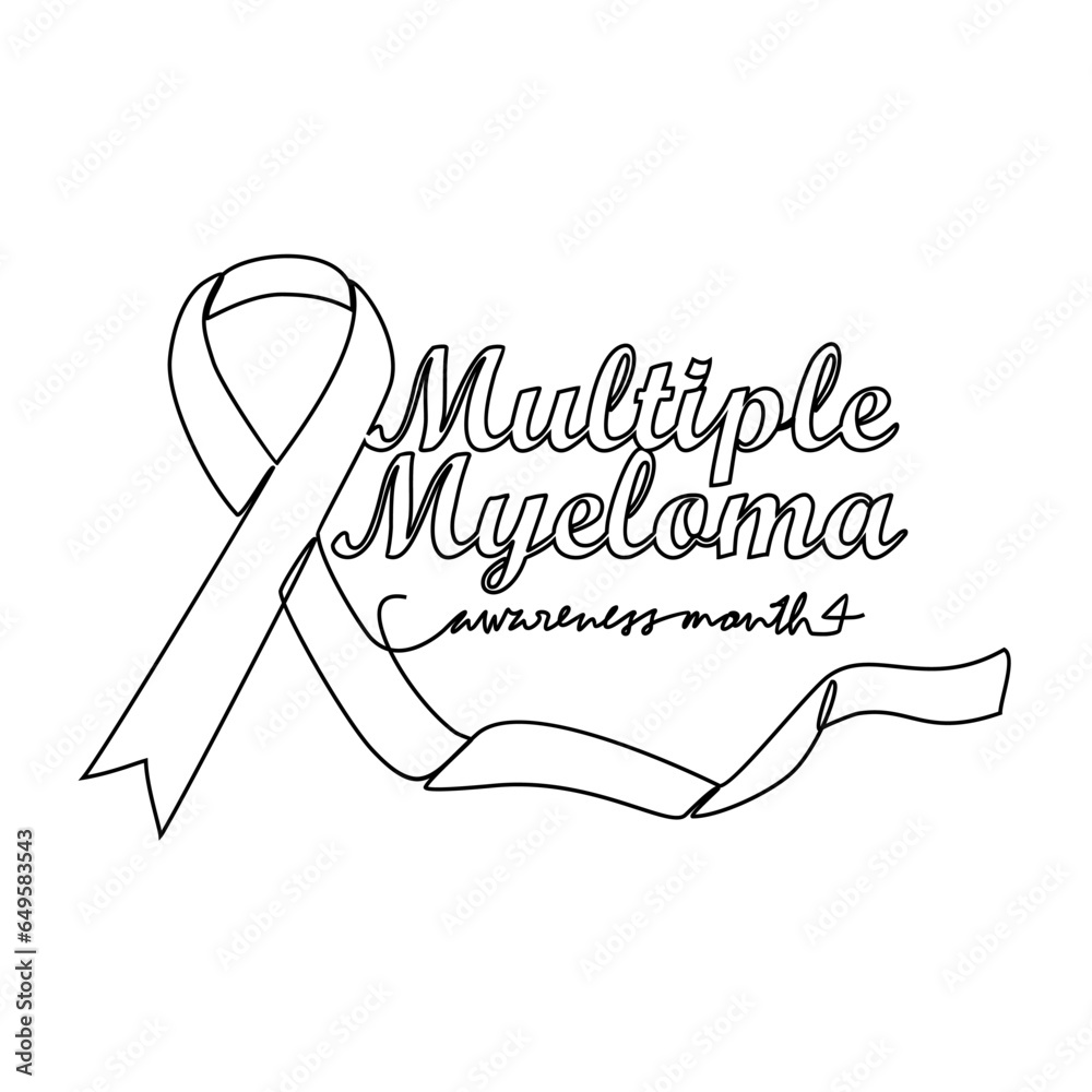 One continuous line drawing of multiple myeloma awareness month with ...