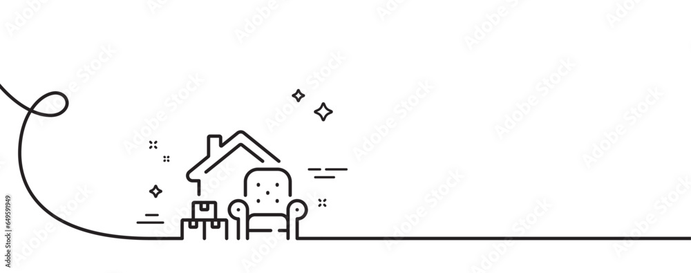 Packing things line icon. Continuous one line with curl. Home moving ...