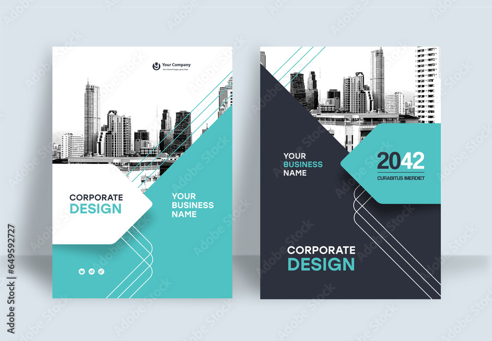 Mint Green Trifolds Book Cover Layout Stock Template | Adobe Stock