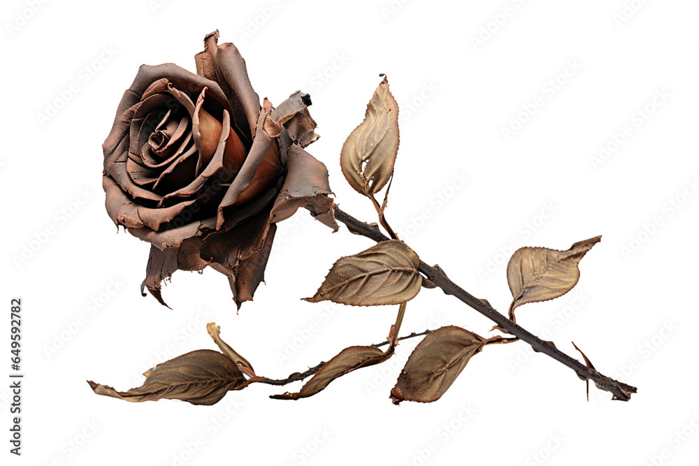 A wilted rose, transparent background, isolated image, generative AI ...