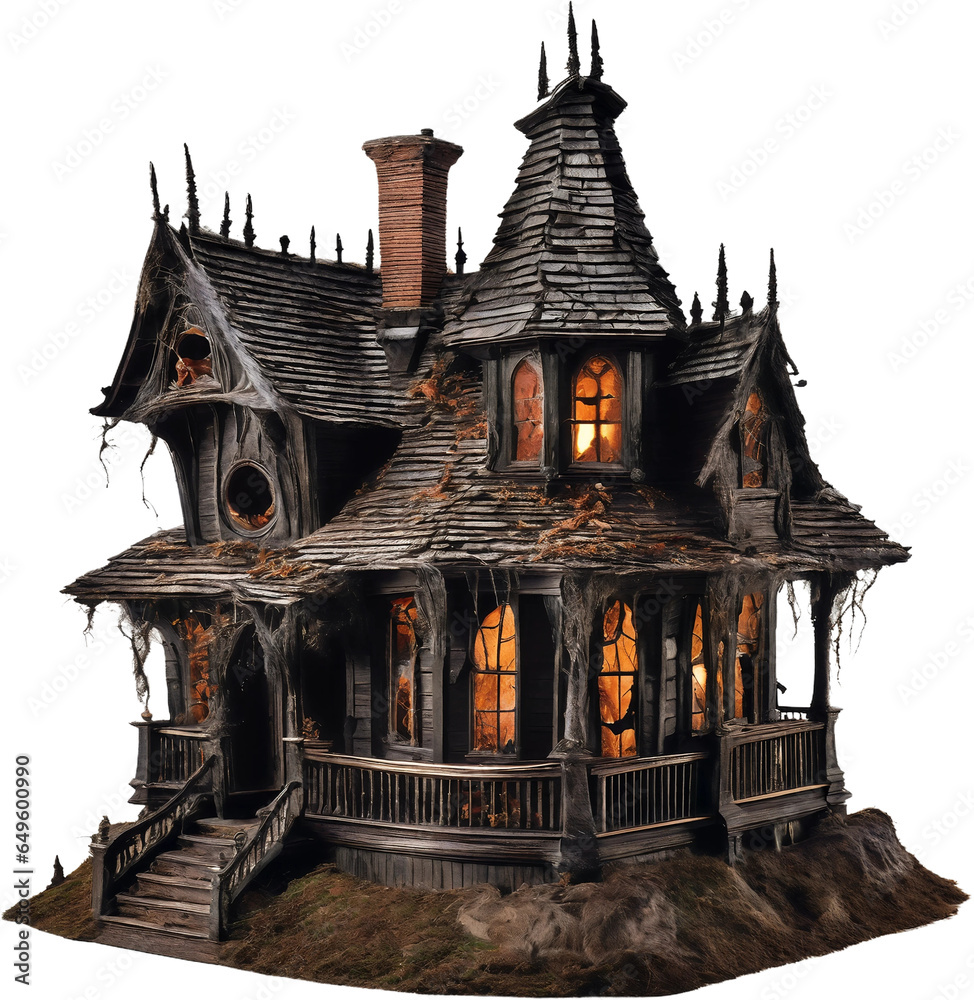 Halloween haunted house Spooky Night, Isolated on transparent ...