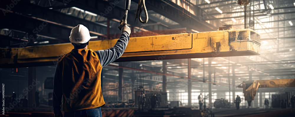 Heavy Industry Worker Wearing Safety Uniform and Hard Hat in factory ...