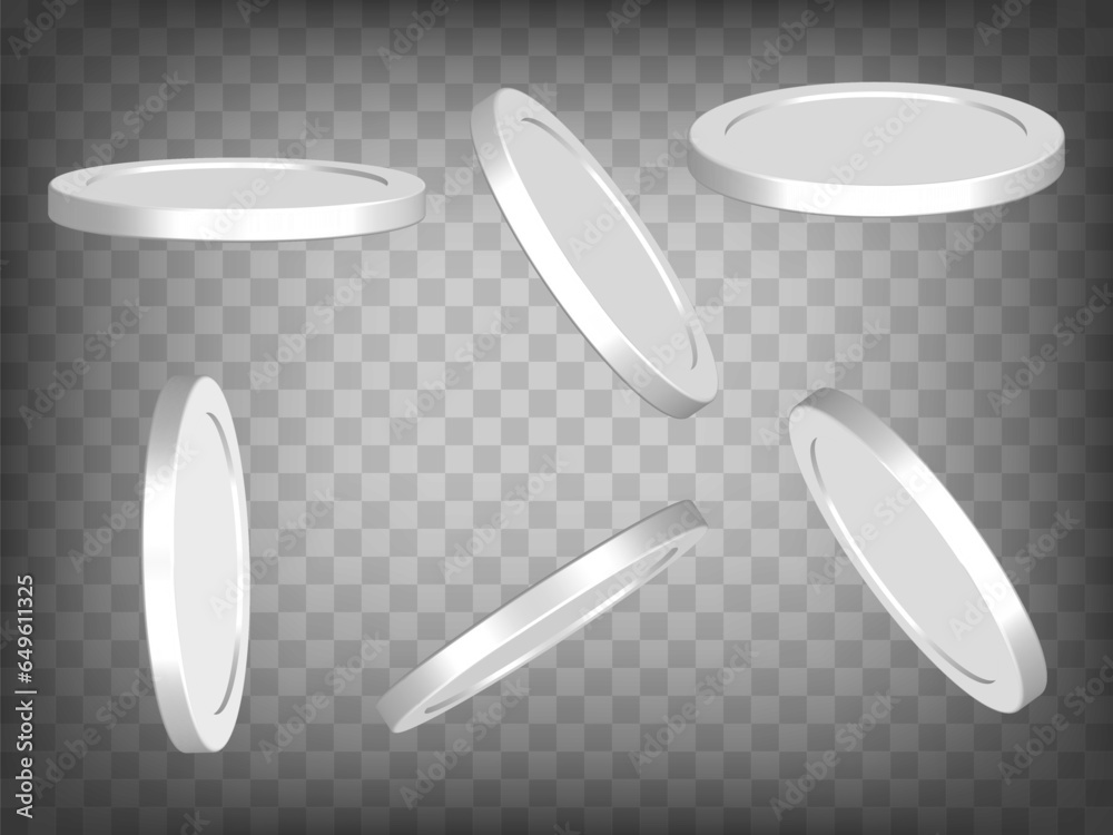 Set of perspective projections 3d token on transparent background ...