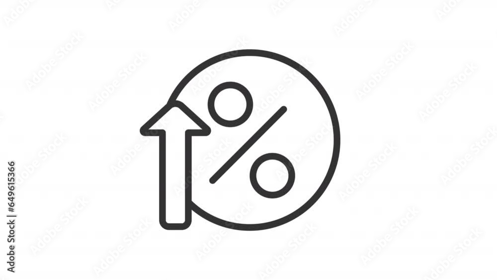 Percentage increase line animation. Coin and arrow pointing up animated ...