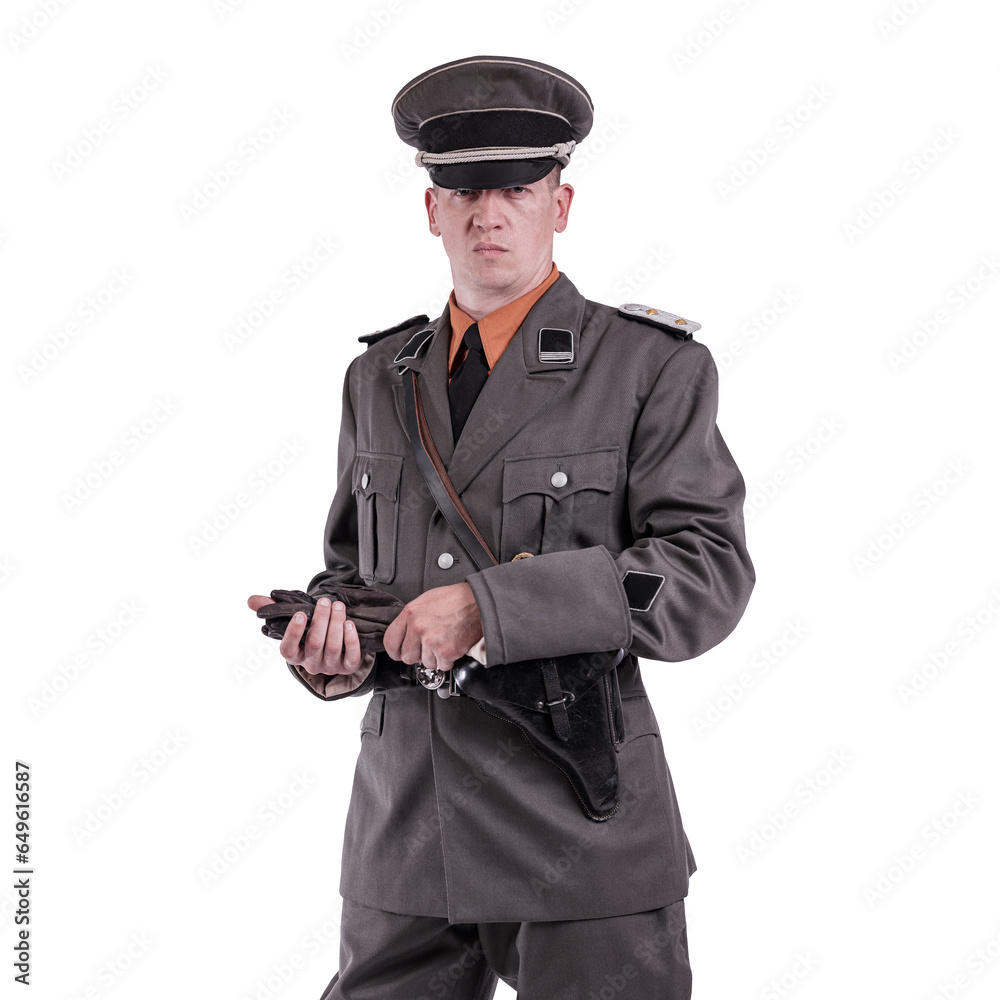 Male actor reenactor in historical uniform as an officer of the German ...