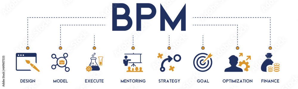 BPM website icon vector illustration concept of business process ...