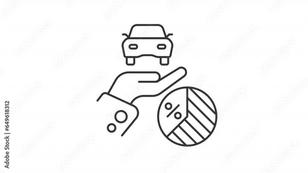 Property tax line animation. Levitating car above hand animated icon ...