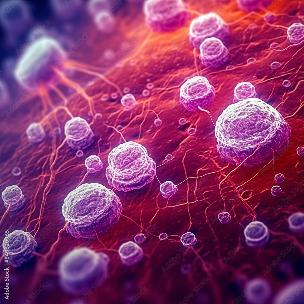 Human peripheral blood mononuclear cells (PBMC) cells under a ...