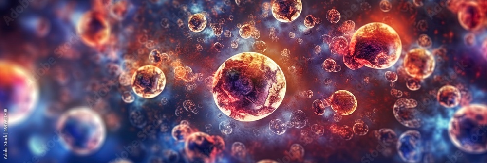 Human peripheral blood mononuclear cells (PBMC) cells under a ...