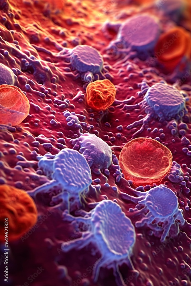 Human peripheral blood mononuclear cells (PBMC) cells under a ...