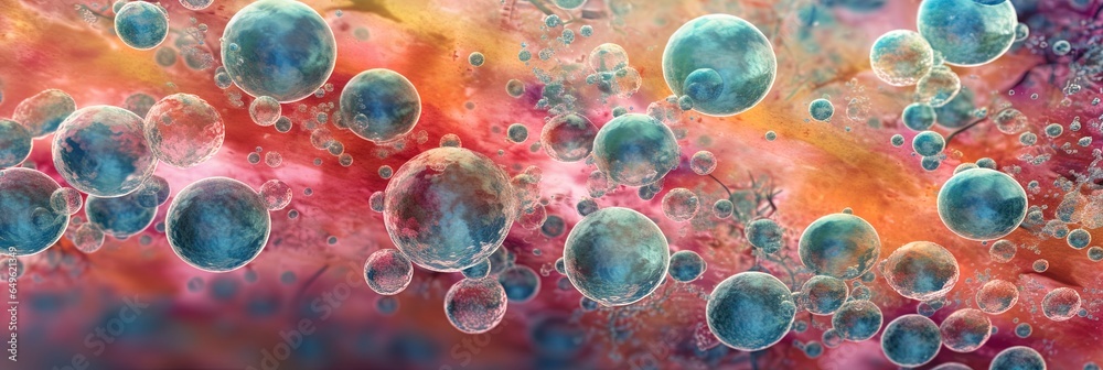 Human peripheral blood mononuclear cells (PBMC) cells under a ...