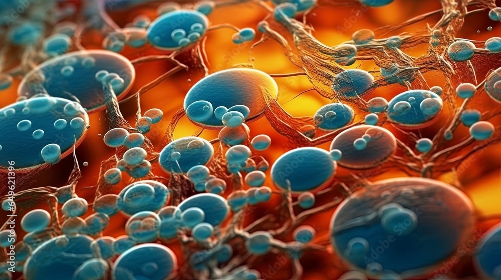 Human peripheral blood mononuclear cells (PBMC) cells under a ...