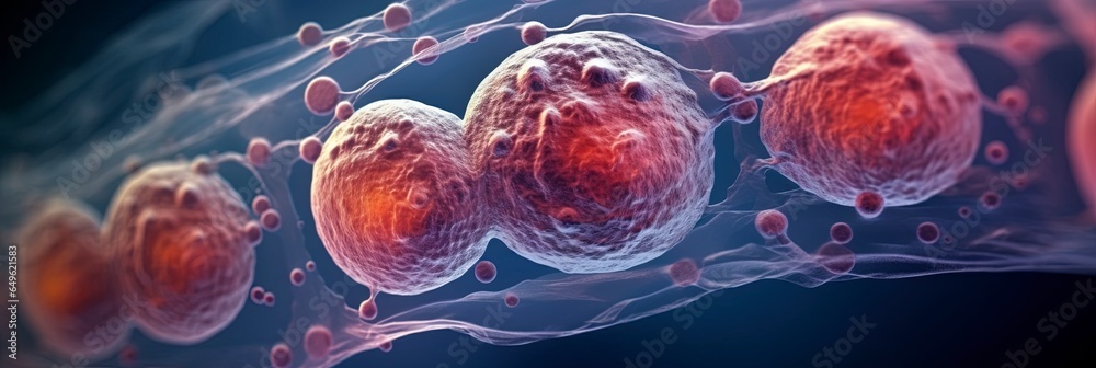 Human peripheral blood mononuclear cells (PBMC) cells under a ...