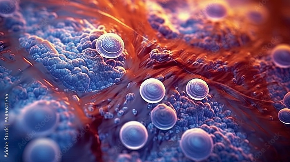 Human peripheral blood mononuclear cells (PBMC) cells under a ...