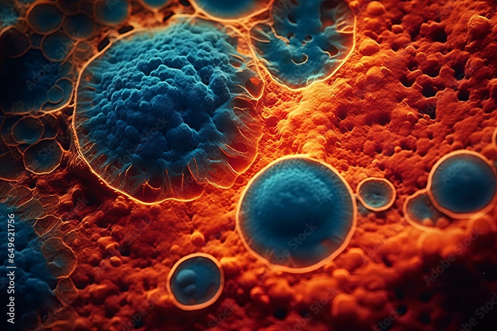 Human peripheral blood mononuclear cells (PBMC) cells under a ...