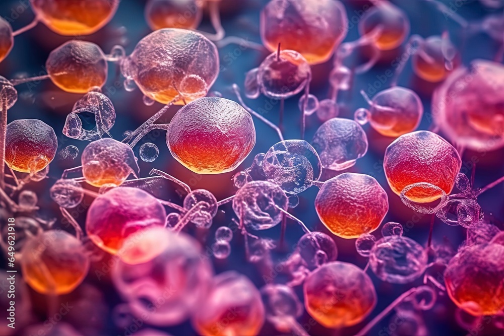 Human peripheral blood mononuclear cells (PBMC) cells under a ...