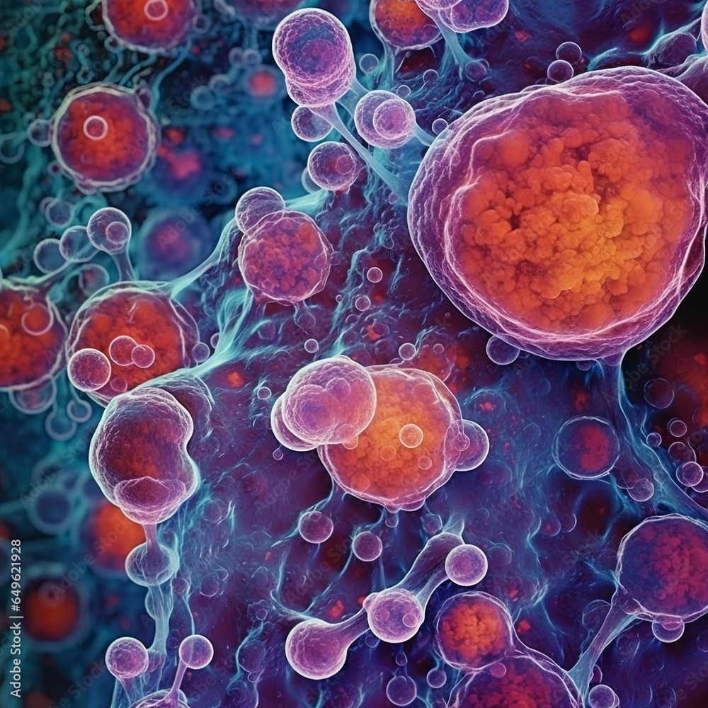Human peripheral blood mononuclear cells (PBMC) cells under a ...