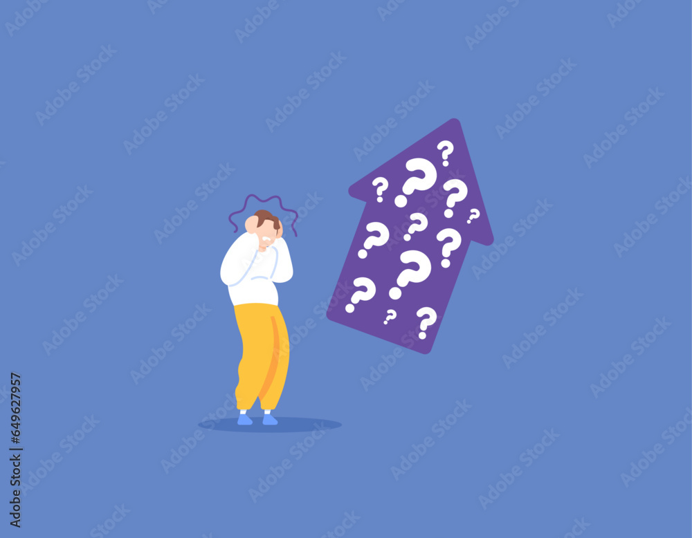 Anticipatory anxiety. anxious and afraid of the future. fear and ...