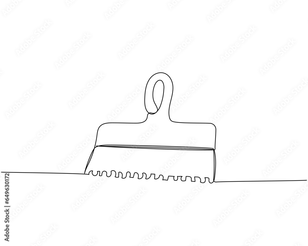 Large plaster spatula, notched one line art. Continuous line drawing of ...