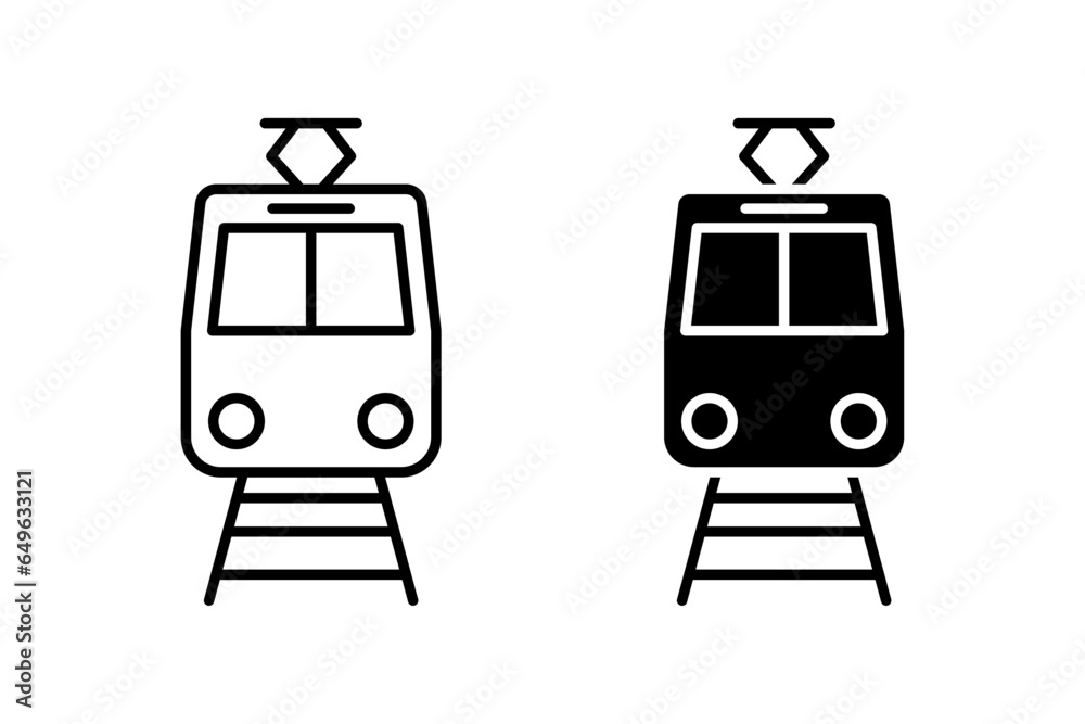 Train icon vector set. Outline railway symbol. Metro sign Stock Vector ...