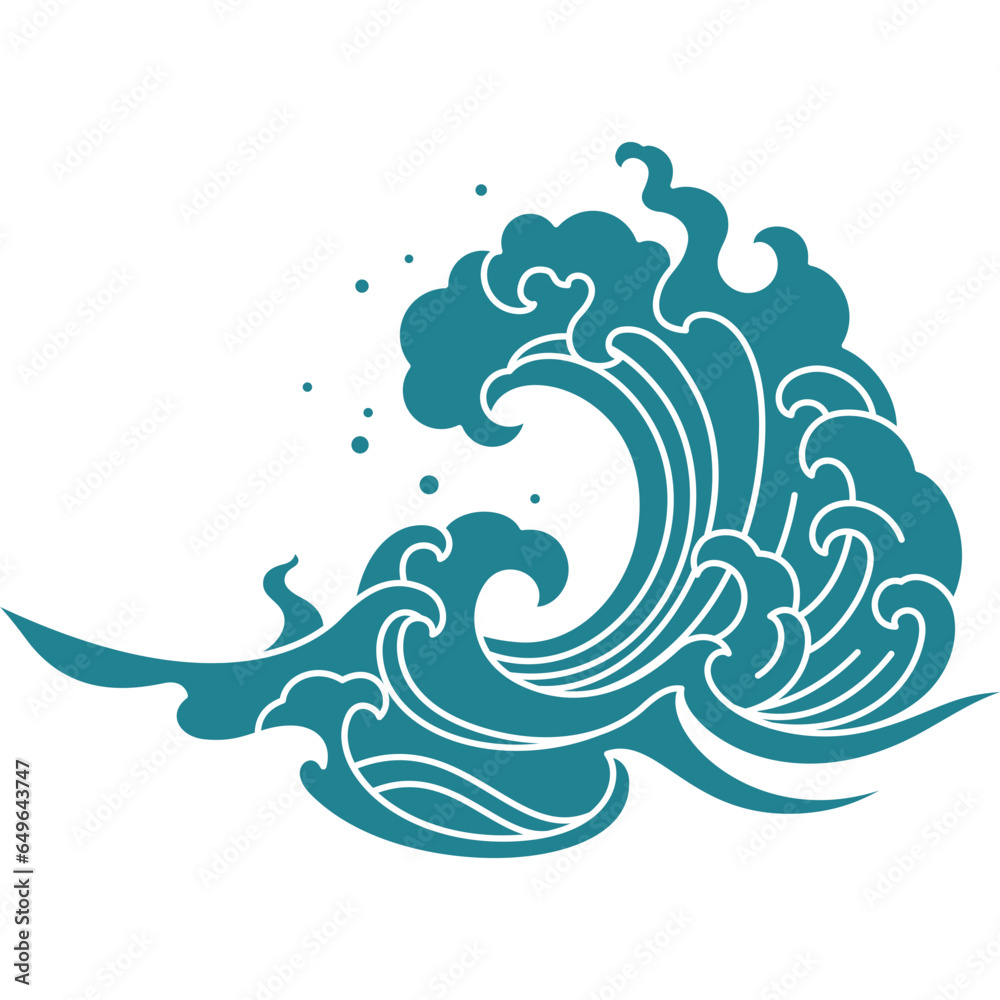 japan ocean wave silhouette shape design Stock Vector | Adobe Stock