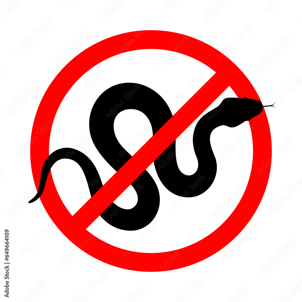 Warning sign no snakes. Prohibition snakes sign isolated on white ...