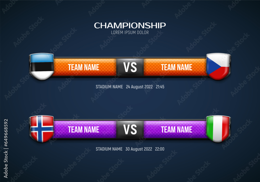 Sport scoreboard with team logo. Vector template for your design. Stock ...